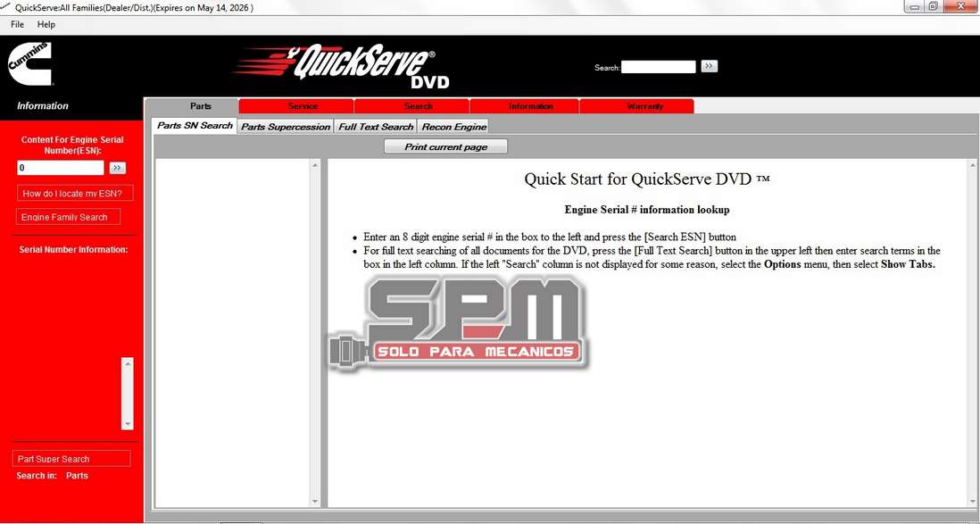 Cummins Quickserve PowerDVD - Solo para Mecánicos